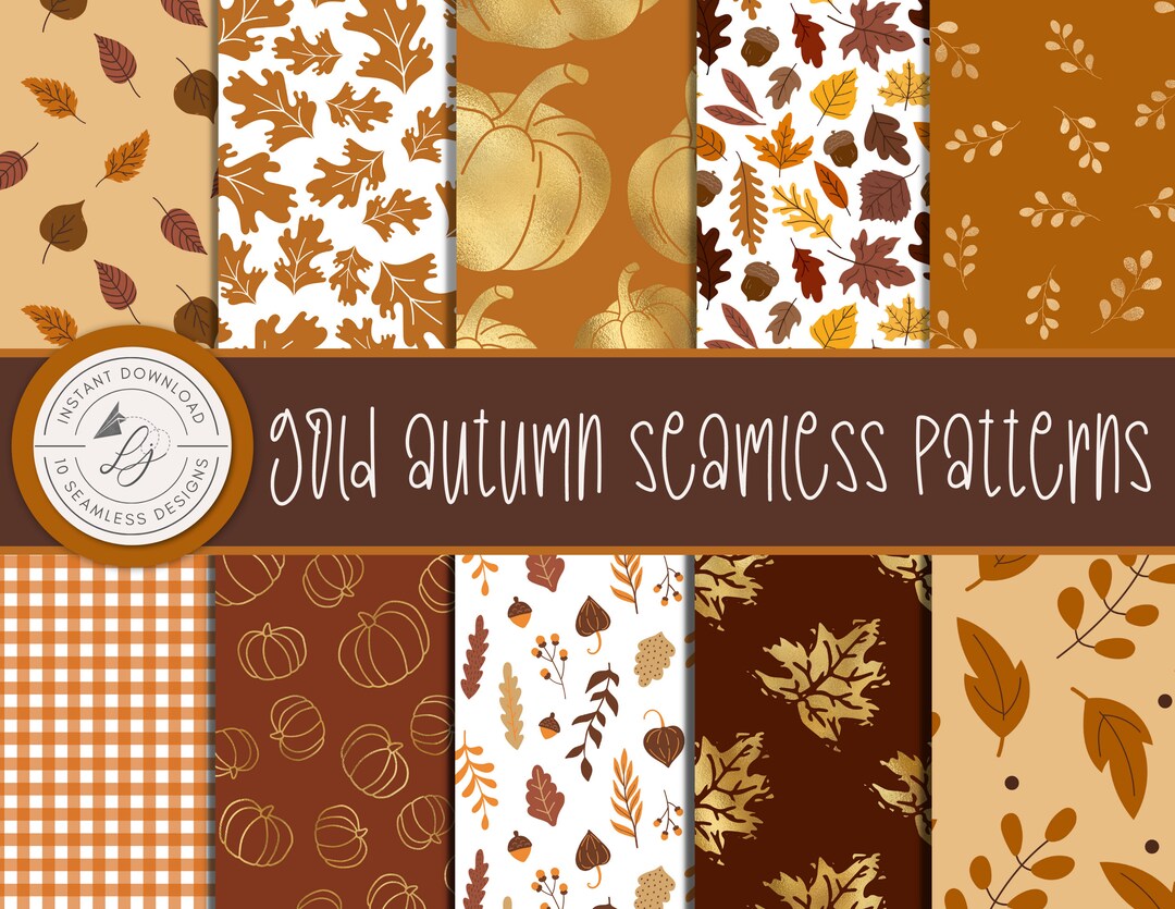 Digital Paper Autumn & Gold Seamless Patterns Fall Patterns - Etsy