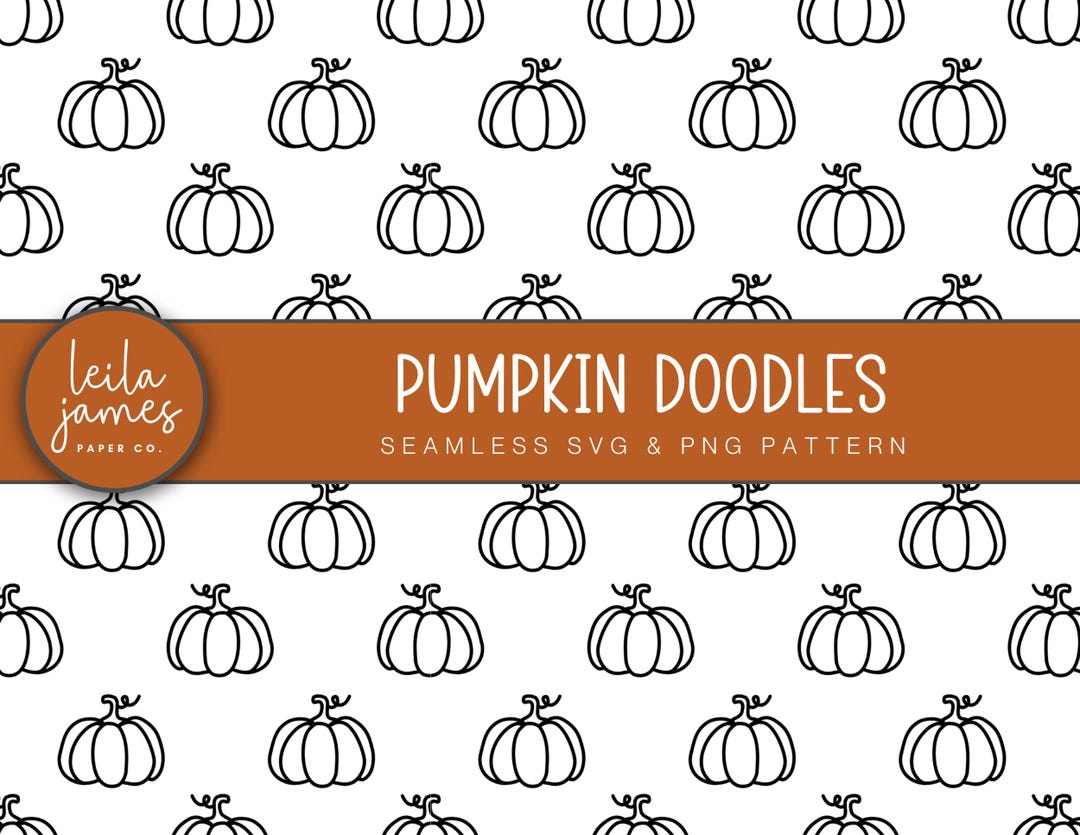 Pumpkin Doodles SVG Seamless Pattern, Instant Download for Commercial ...