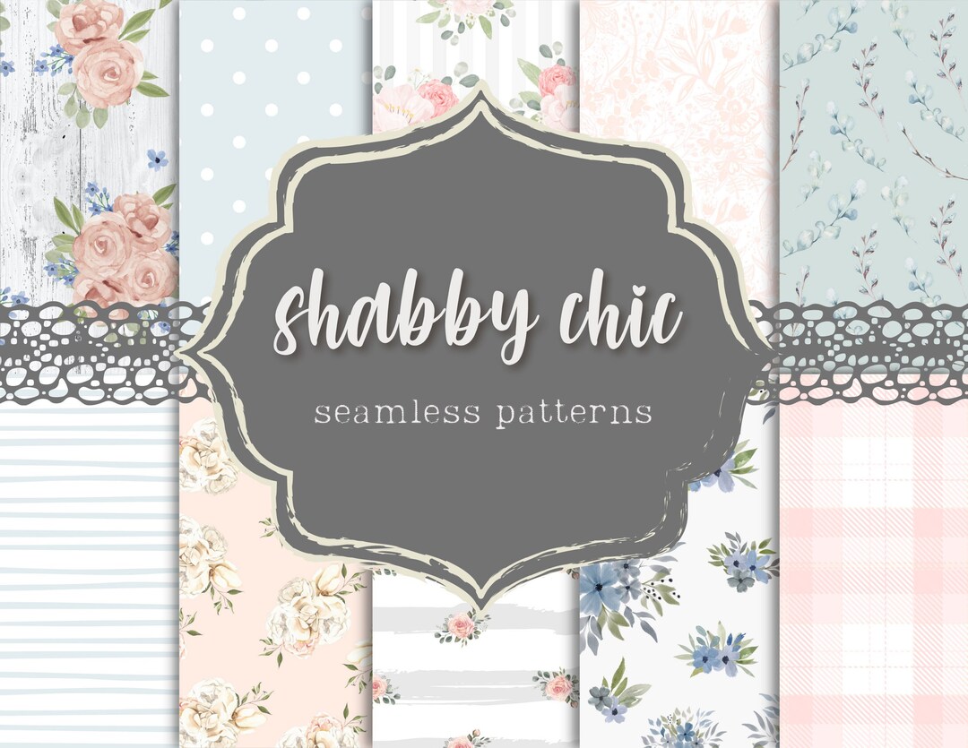 Digital Paper, Floral Paper, Seamless Patterns Set, Shabby Chic Designs ...