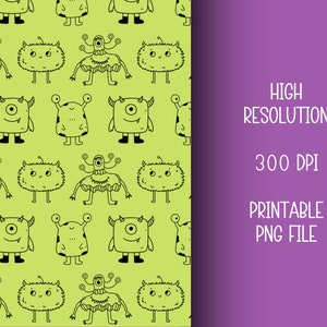 Monster Doodles Seamless SVG Pattern, Cut File for Seamless Engraving ...