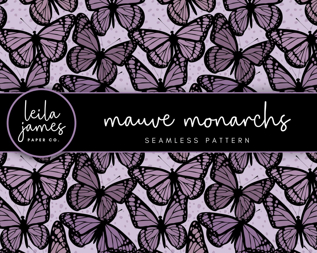 Mauve Monarch Butterfly Seamless Pattern, Purple Butterflies, Seamless ...