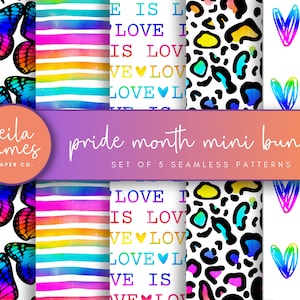 Pride Month Seamless Pattern Mini Bundle, Five Seamless Rainbow ...