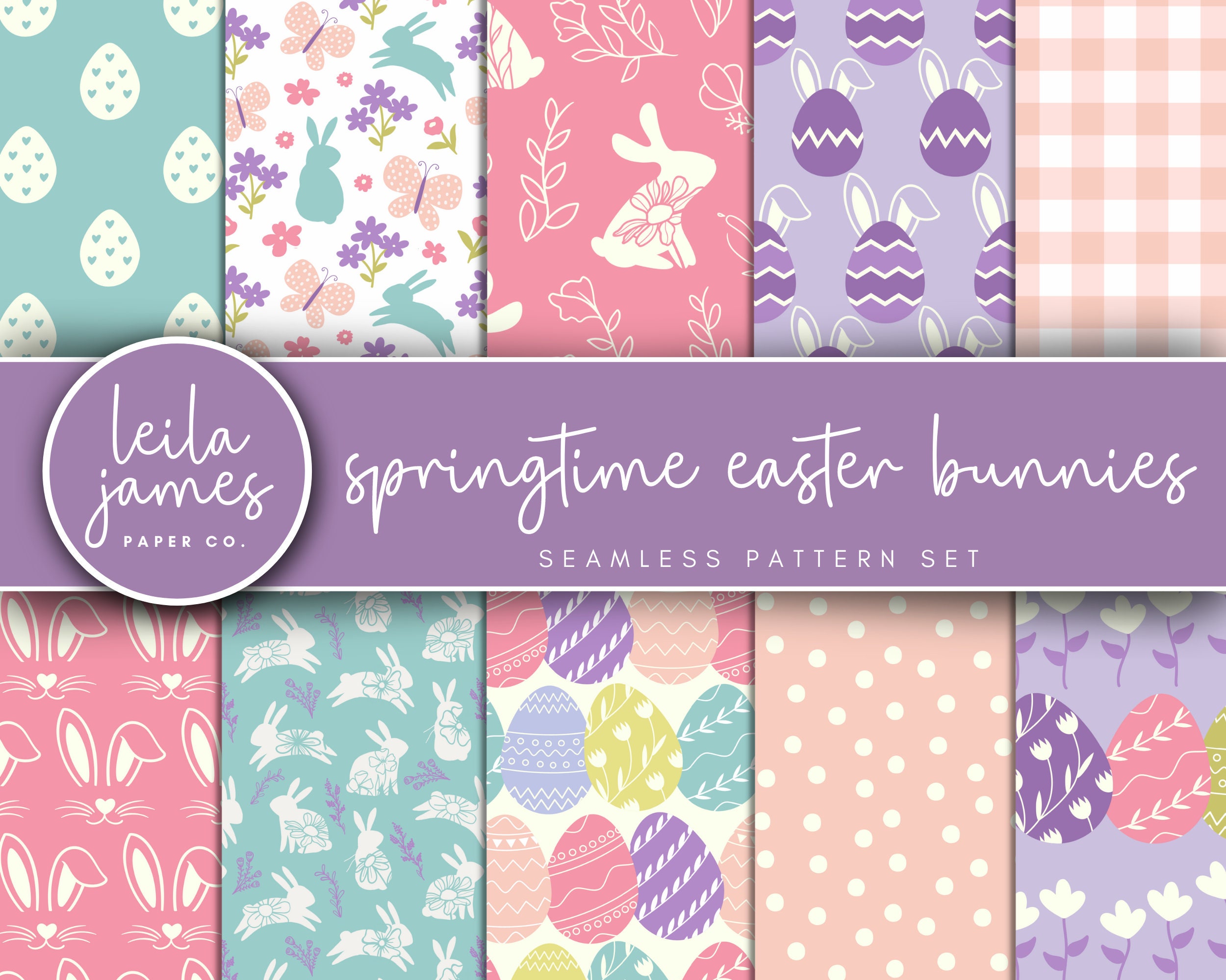 Digital Paper, Seamless Patterns, Easter Patterns, Spring Patterns ...