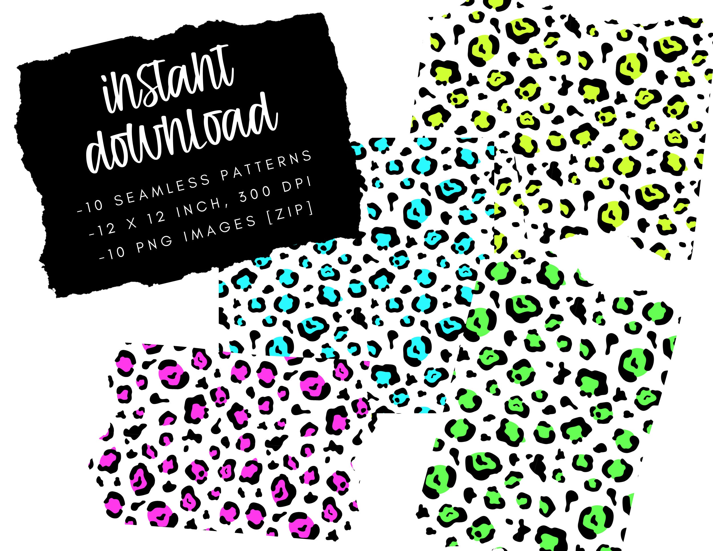 Digital Paper Neon Leopard Print, Neon Cheetah Print, Animal Print ...