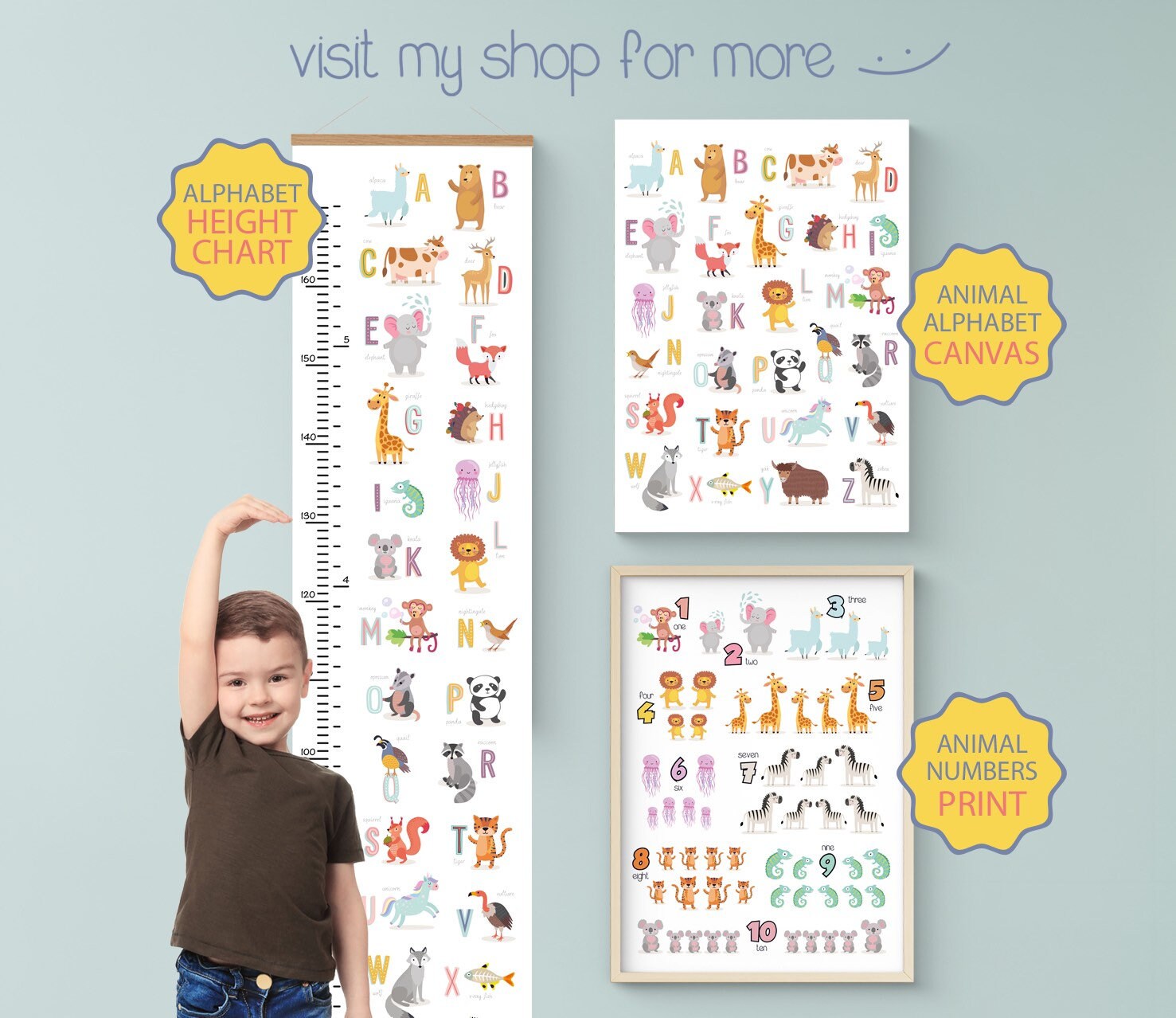 Animal Number Poster Number Poster for Kids Number Print - Etsy