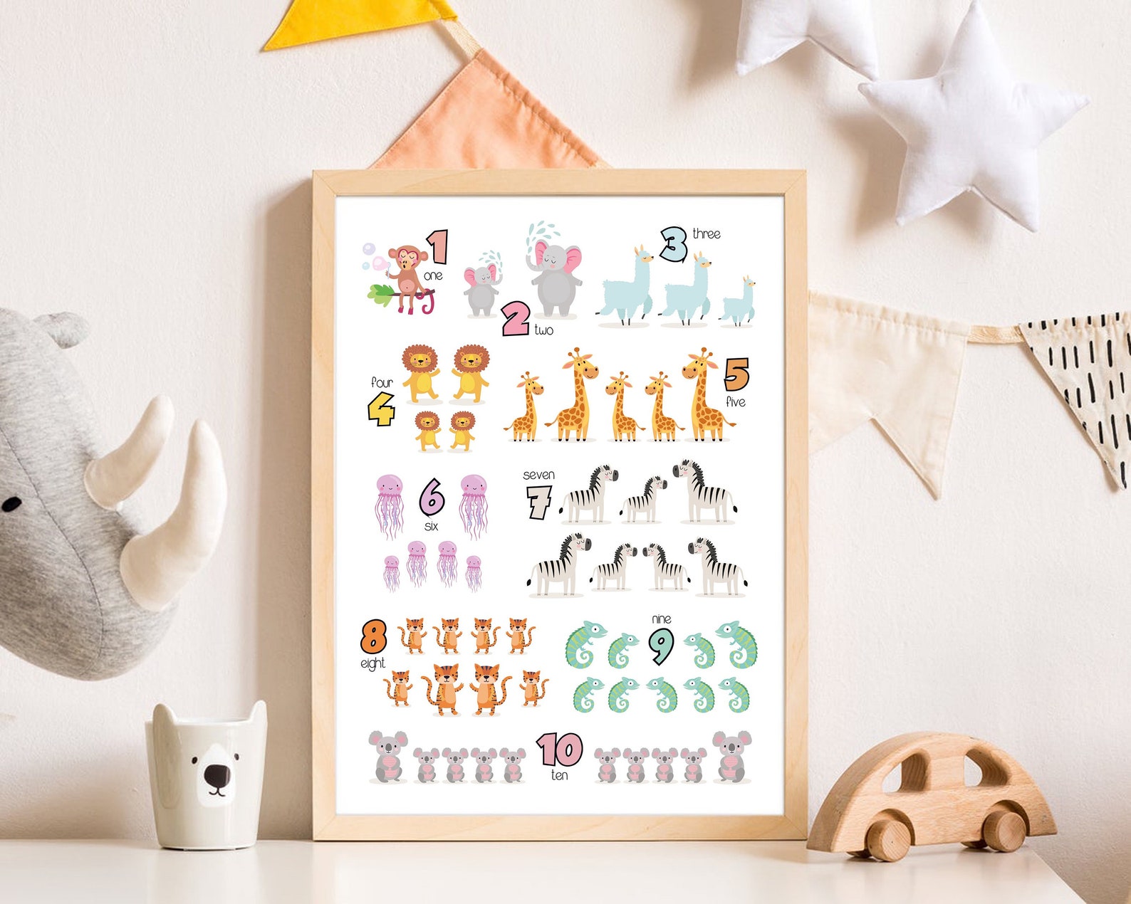 Animal Number Poster Number Poster for Kids Number Print - Etsy UK