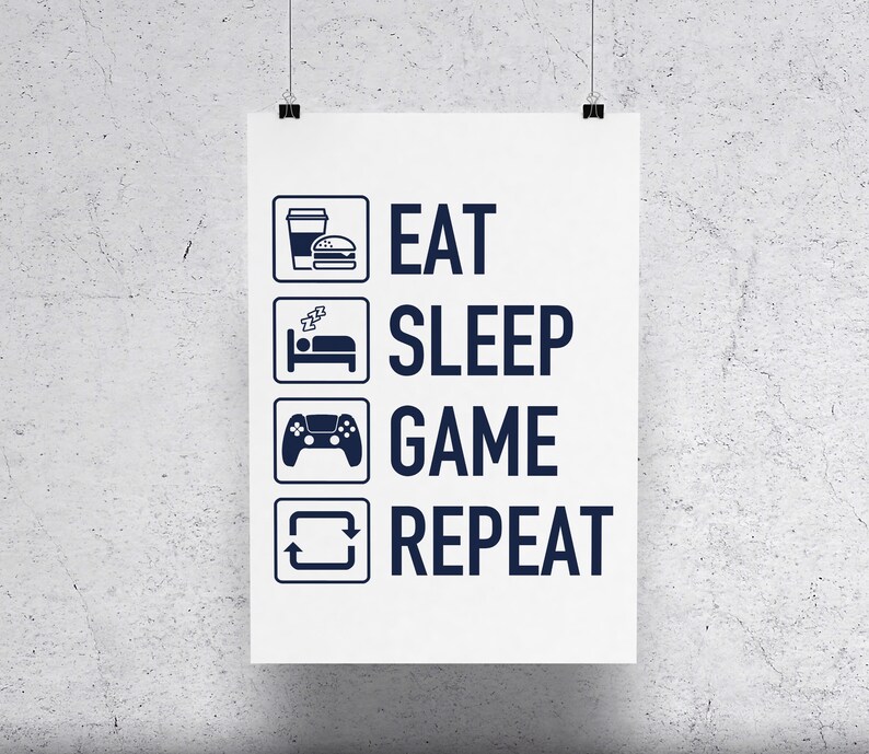 Eat Sleep Game Repeat Print, Gaming Prints, Gaming Gifts, Gaming Poster ...