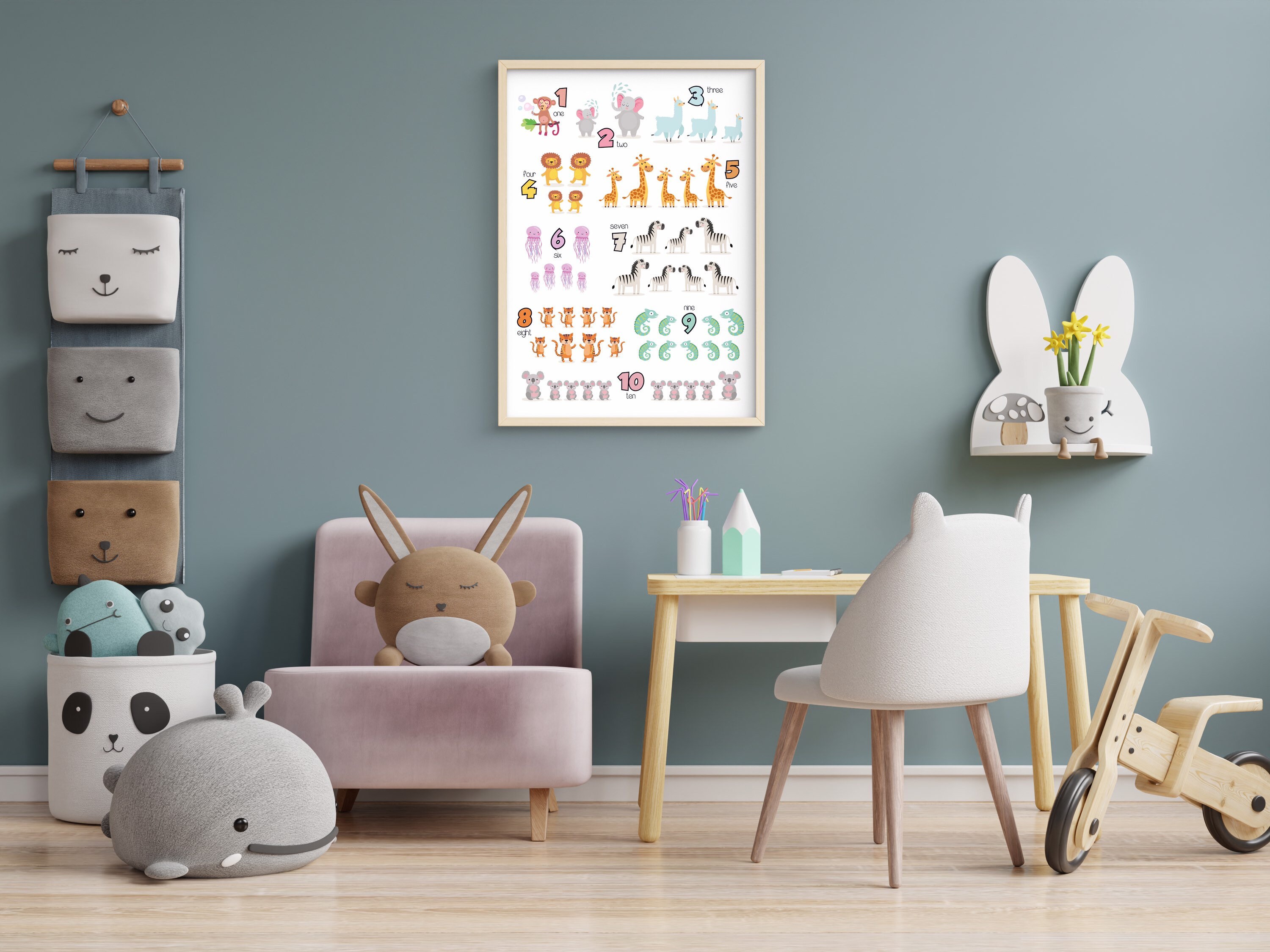 Animal Number Poster Number Poster for Kids Number Print - Etsy