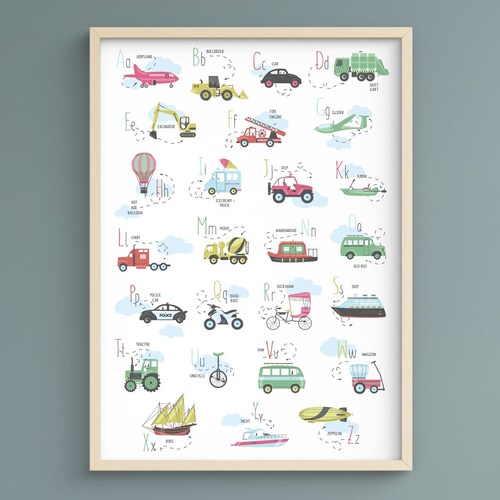 Transport Abc Poster Vehicle Alphabet Transport Prints - Etsy