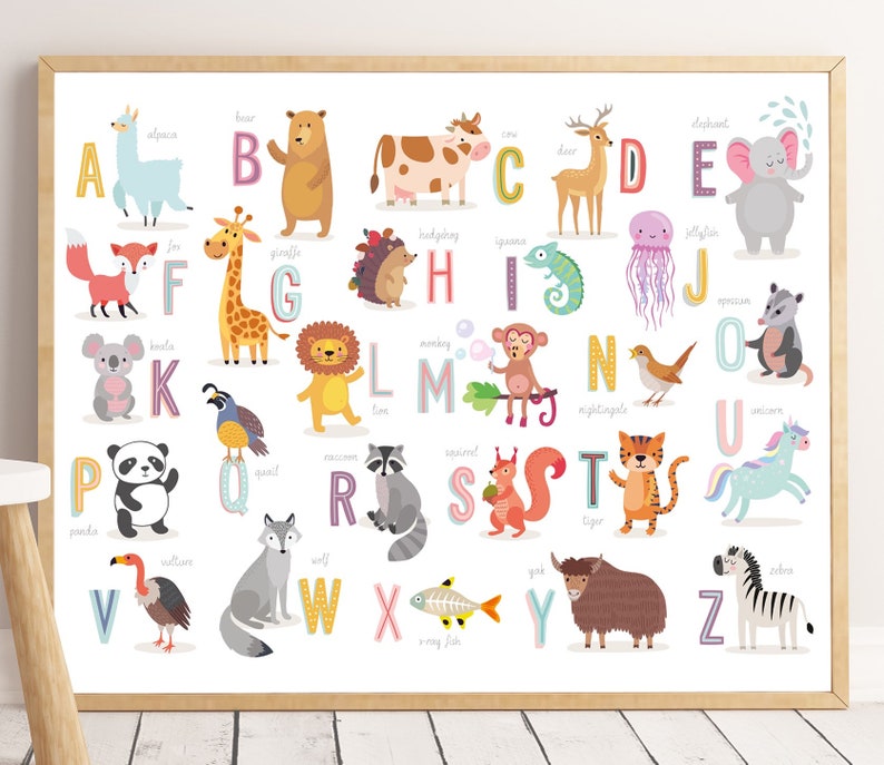 Alphabet Poster Nursery Prints Alphabet Print Nursery Wall - Etsy