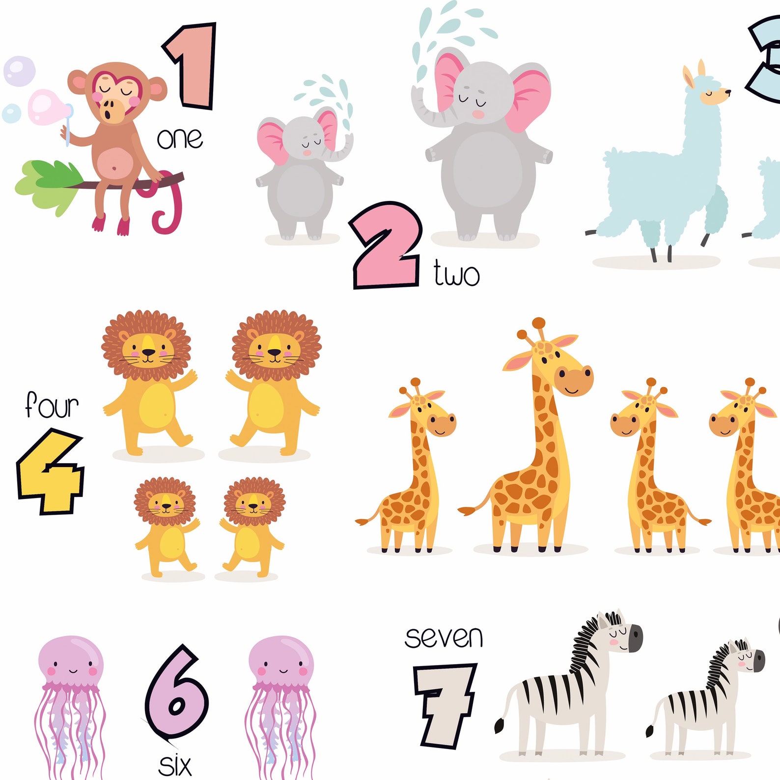 Animal Number Poster Number Poster for Kids Number Print - Etsy