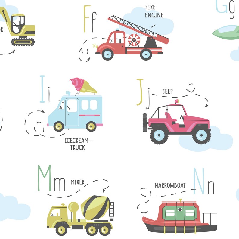 Transport Alphabet Print Alphabet Poster Nursery Prints - Etsy UK