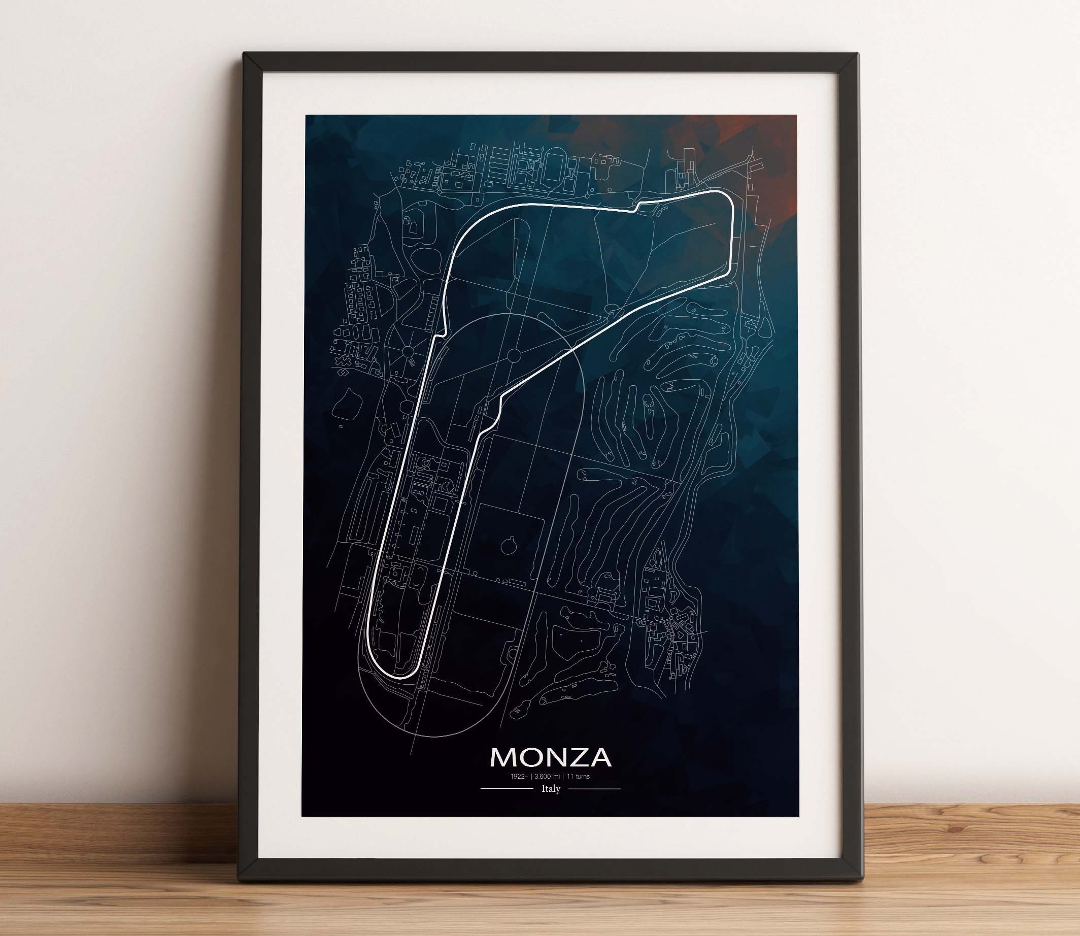 Monza Race Track Print, Formula 1 Gift, Formula One Gifts, F1 Gifts, F1 ...