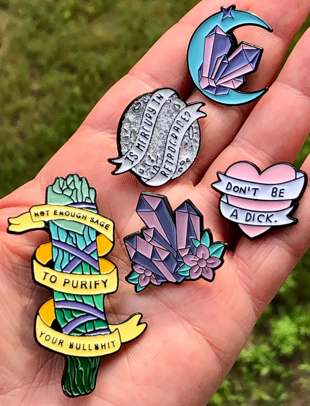 Crystal Cluster Enamel Pins Fun, Funky, Funny, Explicit Enamel Pins - Etsy