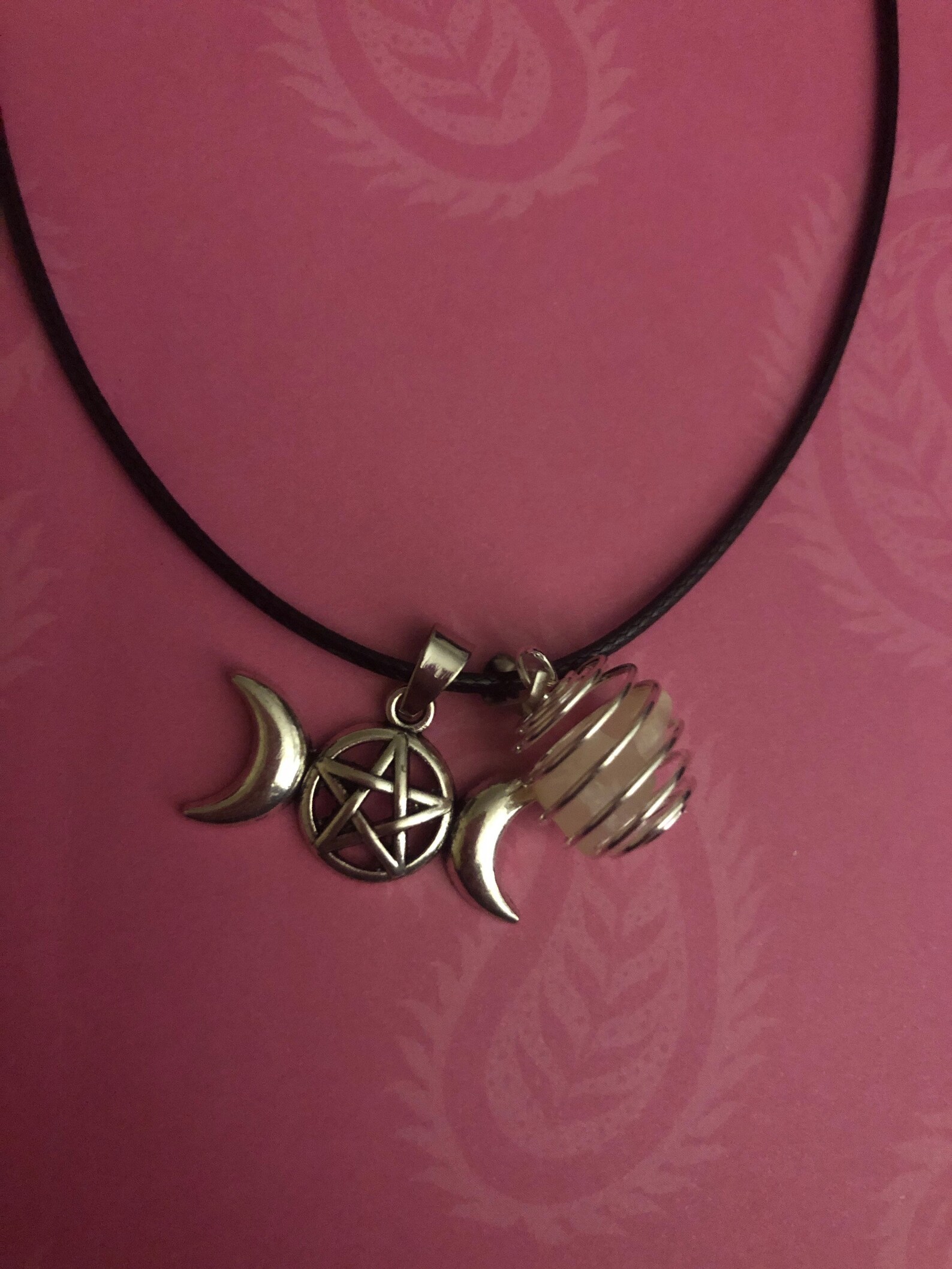 Triple Moon Pentacle Necklace With Crystal Cage - Etsy