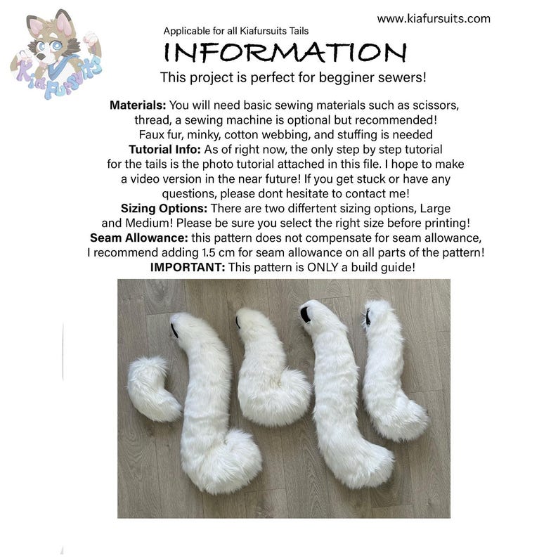Canine Tail Pattern (large + Medium Options) [PDF DOWNLOAD] - Etsy
