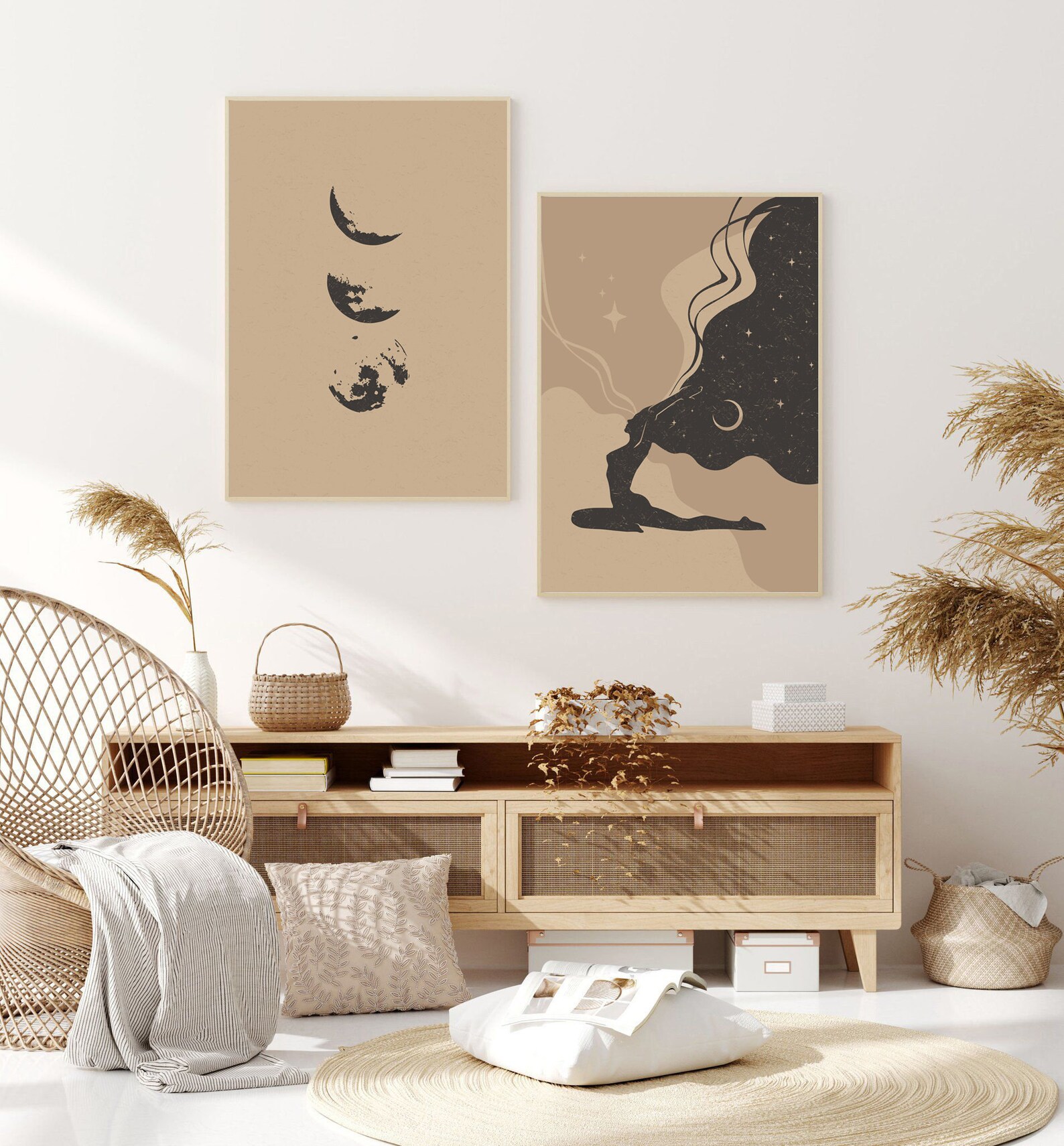 Boho Abstract Set of 2 Prints Digital Prints Set Boho - Etsy