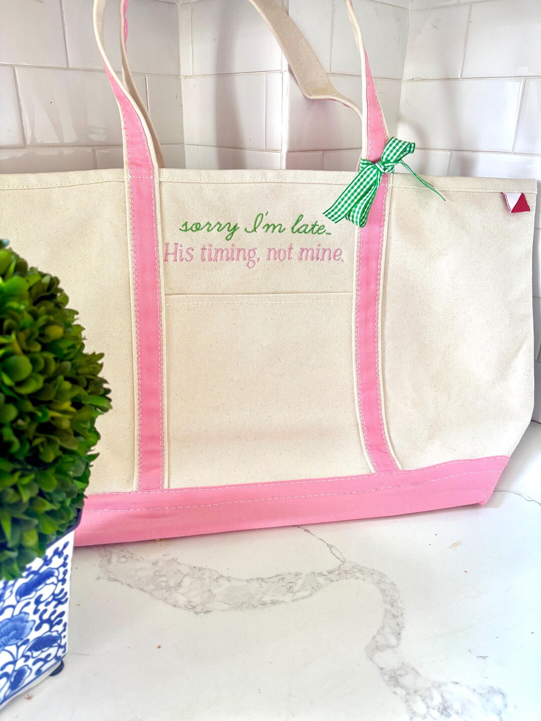 Monogrammed Large Tote Bag, Personalized Christian Boat Tote Bag ...