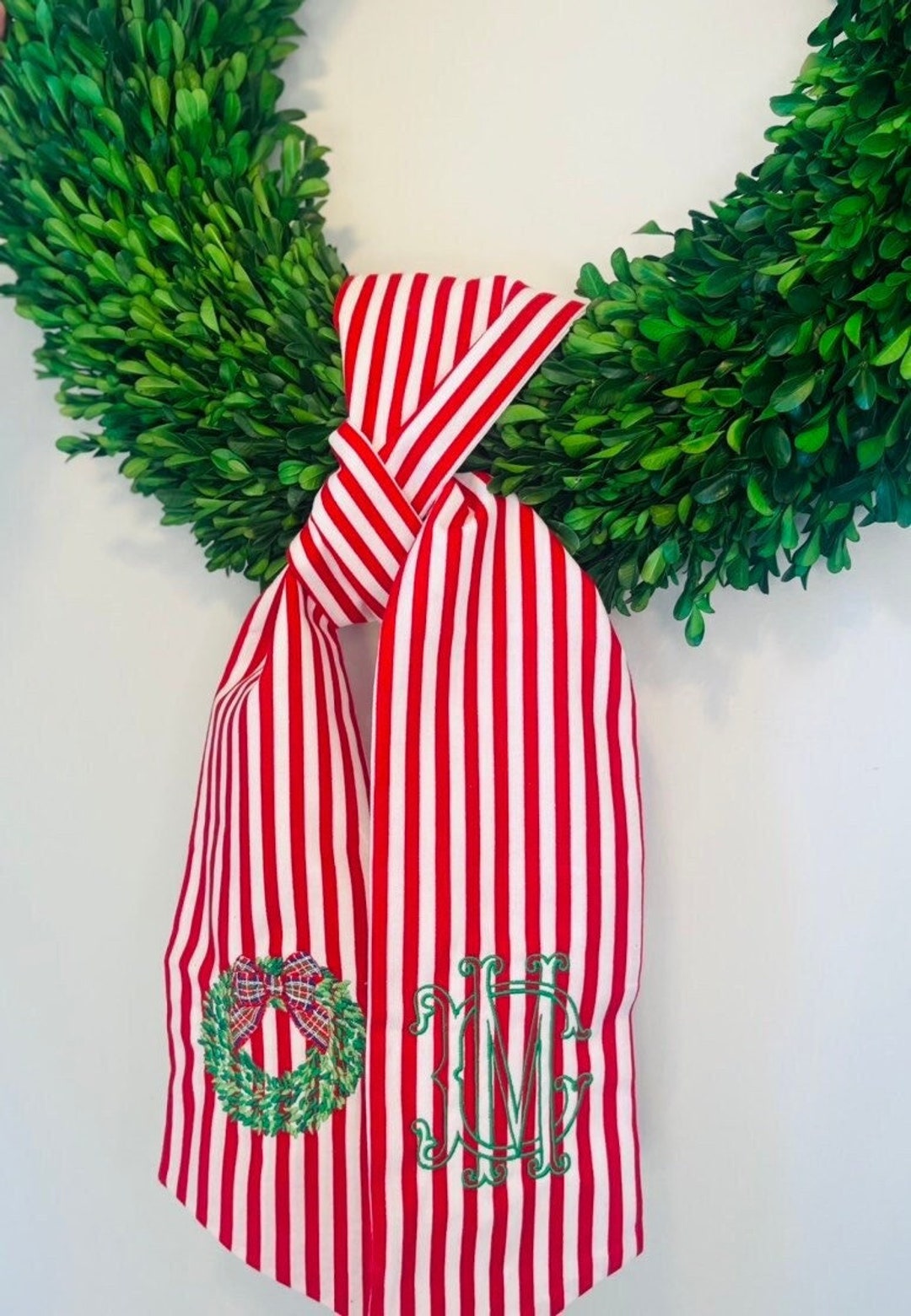 Monogrammed Christmas Wreath Sash, Christmas Personalized Red Sash ...