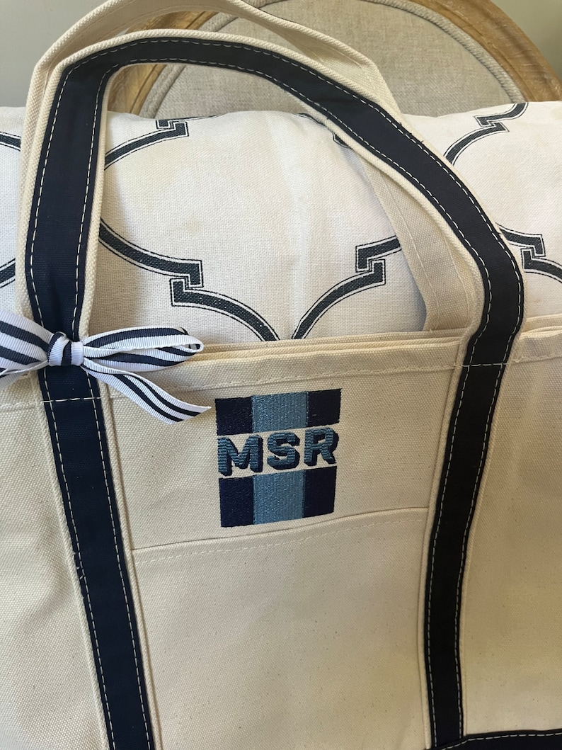 Monogrammed Large Tote Bag Personalized Canvas Boat Tote Bag - Etsy
