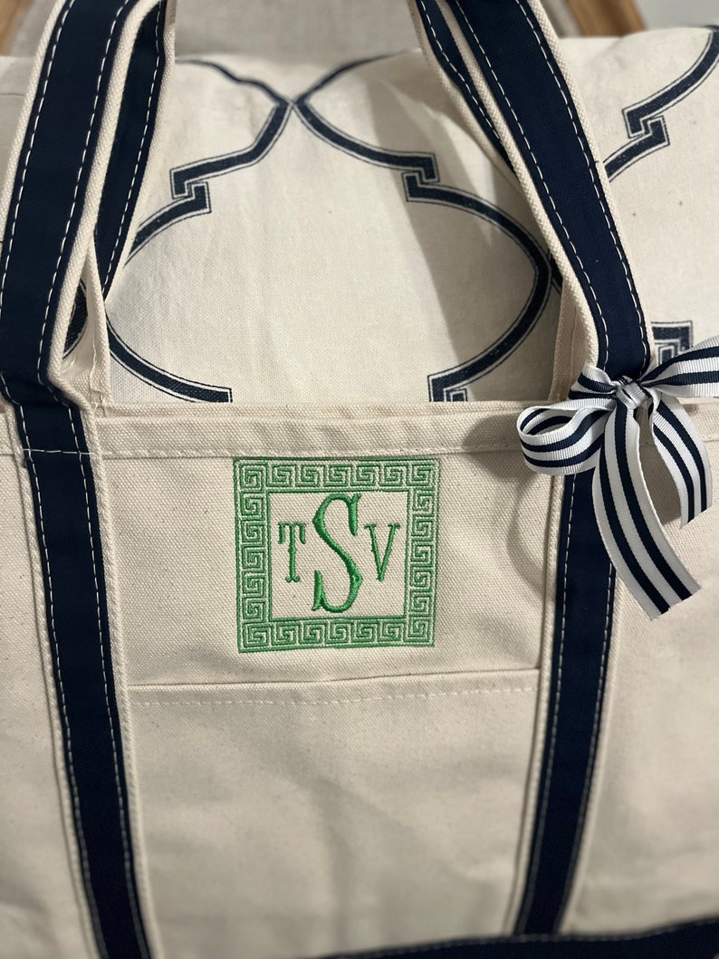 Monogrammed Large Tote Bag Personalized Canvas Boat Tote Bag - Etsy