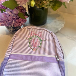 Monogrammed Seersucker Backpack, Personalized Toddler Backpack ...