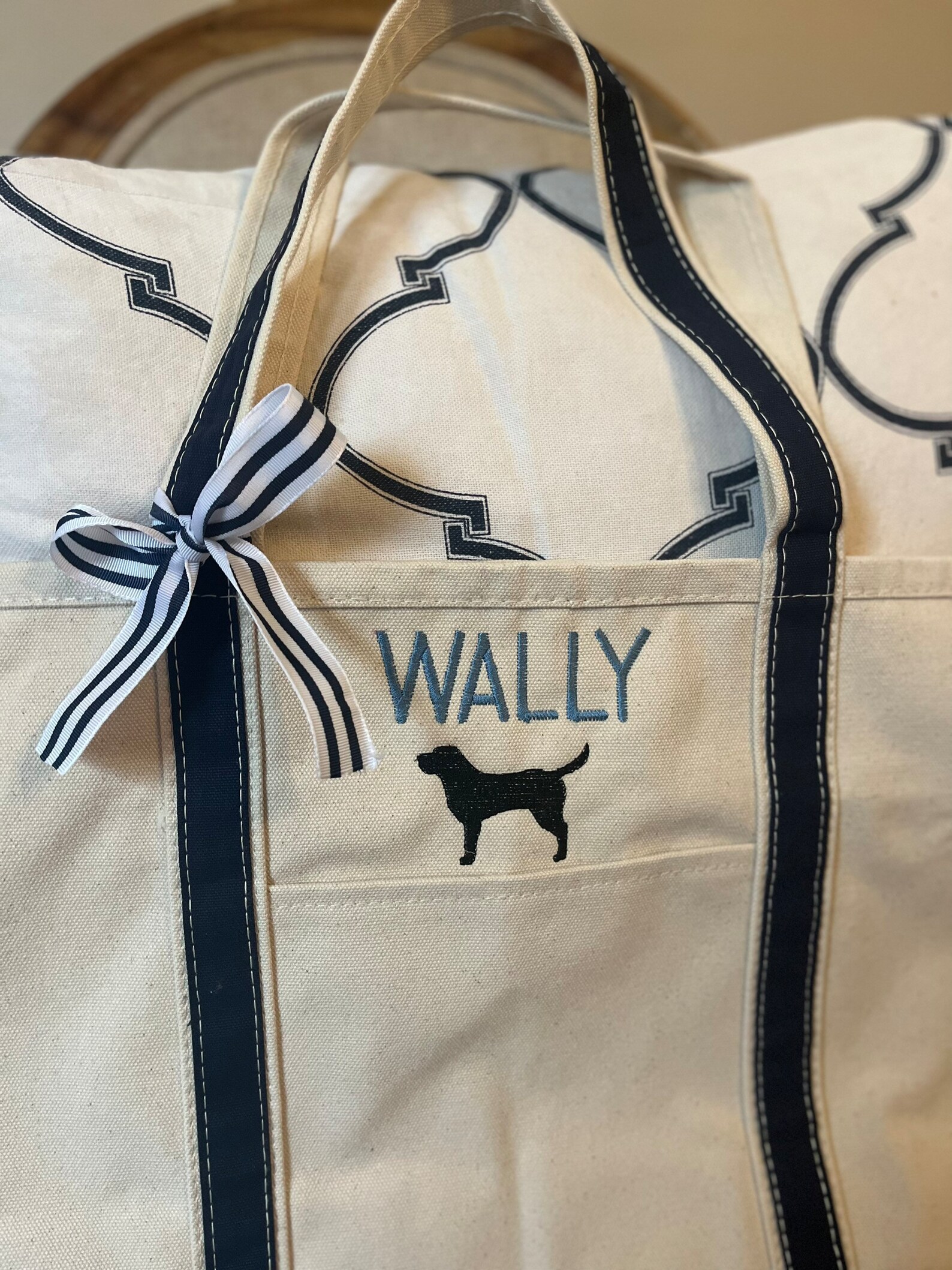 Monogrammed Large Pet Tote Bag Personalized Canvas Dog Tote - Etsy