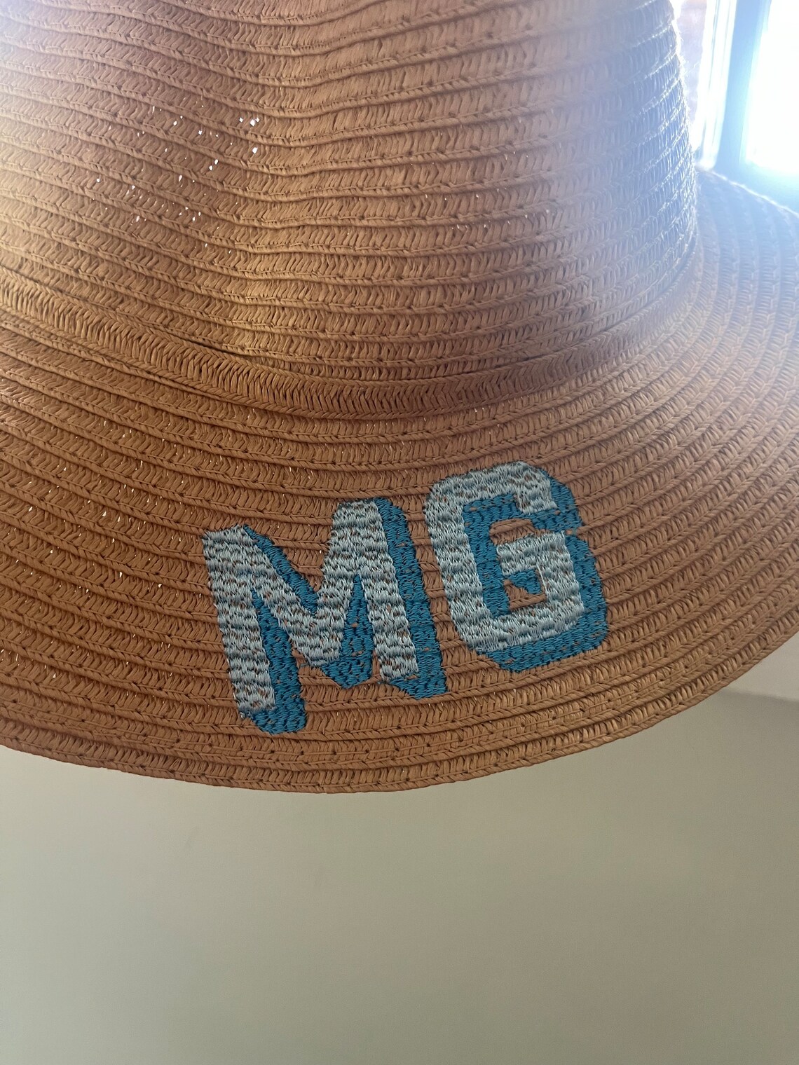 Monogram Straw Sunhat, Personalized Beach Hat, Embroidered Straw Fedora ...
