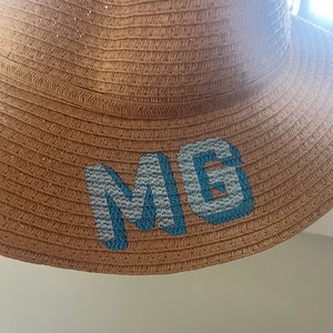 Monogram Straw Sunhat, Personalized Beach Hat, Embroidered Straw Fedora ...