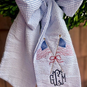 Monogrammed Patriotic Flag Wreath Sash, Personalized Patriotic Wreath ...