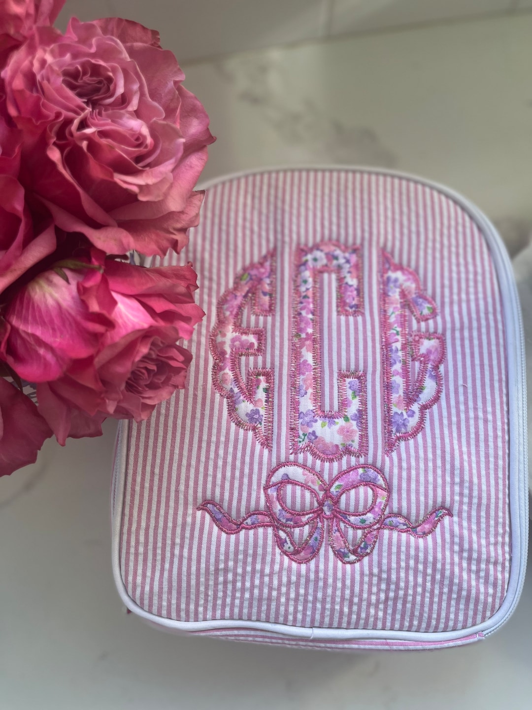 Monogrammed Seersucker Lunch Box, Personalized Child's Lunch Box ...