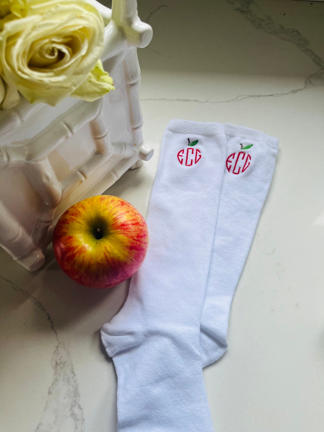 Embroidered Monogrammed Knee Socks: Personalized School Uniform Socks ...