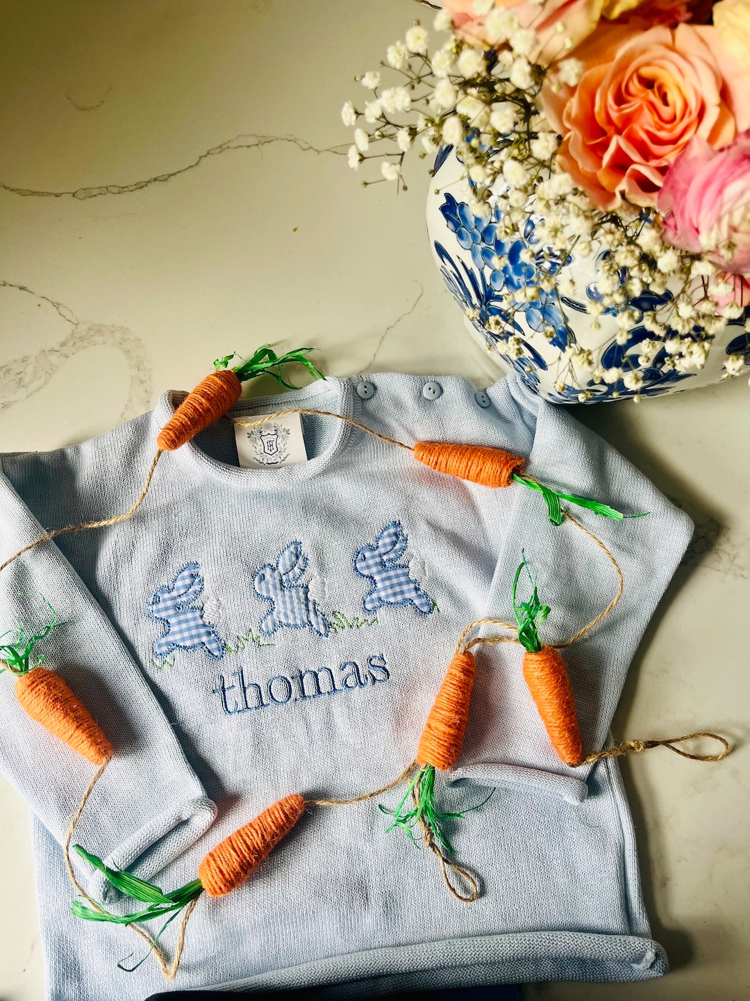 Monogrammed Easter Bunny Knit Sweater | Child's Easter Personalized ...