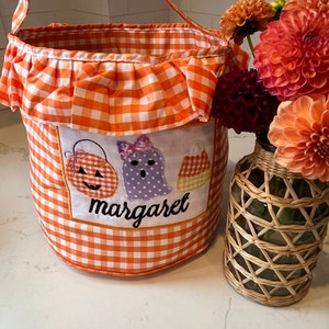 Personalized Halloween Bucket, Monogrammed Ruffle Halloween Bucket ...