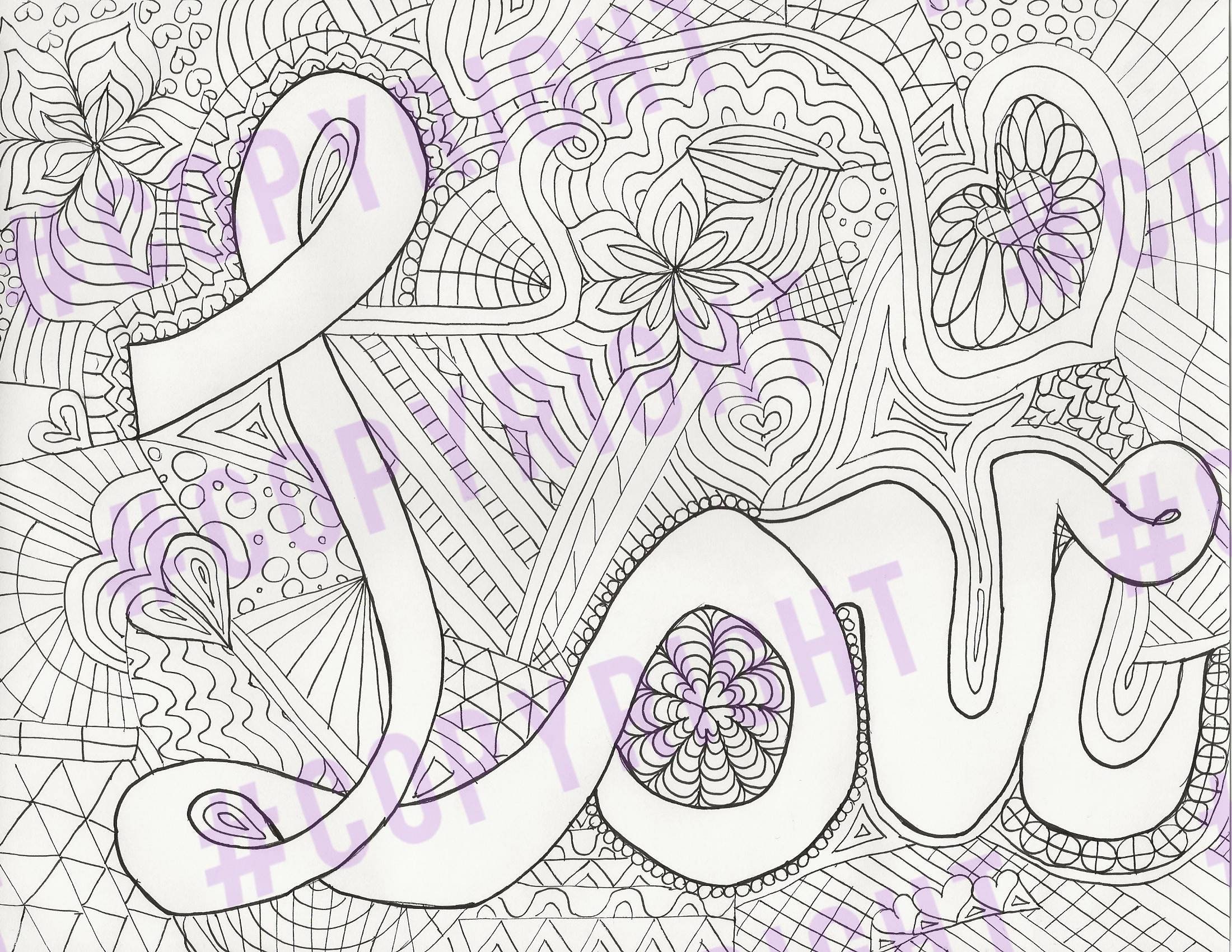 Love Adult Coloring Page | Etsy