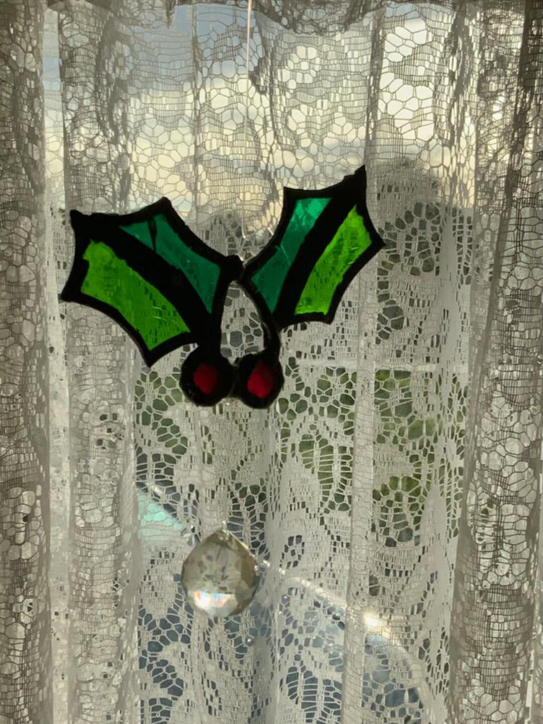 Stained Glass Pattern for Holly Christmas Ornament, Simple Design ...