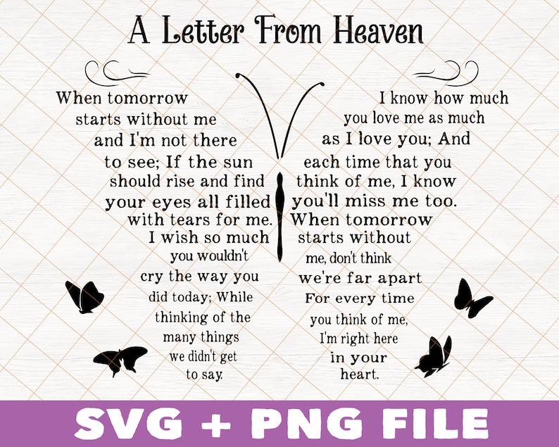 A Letter From Heaven Poem SVG Png Heaven Svg Sympathy Svg | Etsy