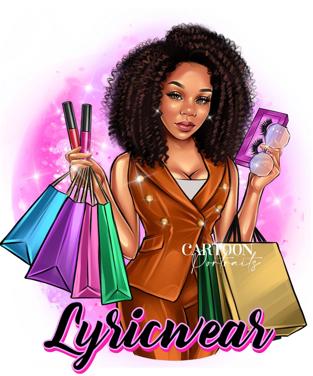 Lash Technician Cartoon Portrait Logo, Personalized Lash Artist ...