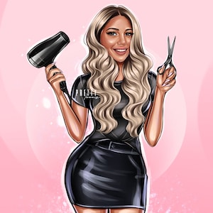 Hair Extension Logo,hair Stylist Cartoon Portrait, Hairdresser Cartoon ...