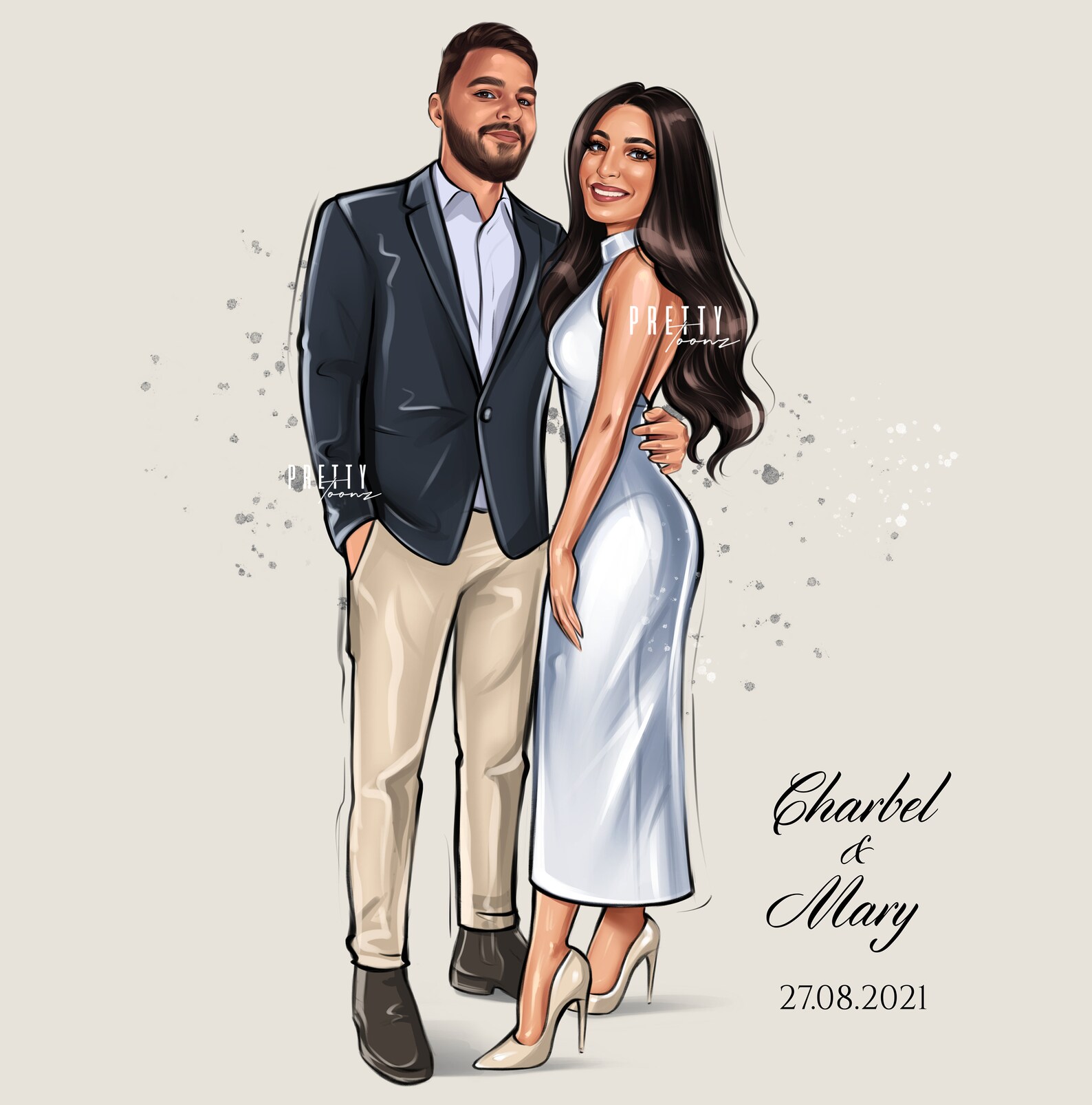 Cartoon Couple Portrait Logo Design Hair Salon Diy - Etsy