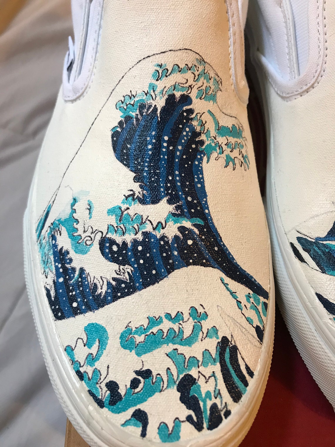 Hand Painted Custom Vans Great Wave - Etsy