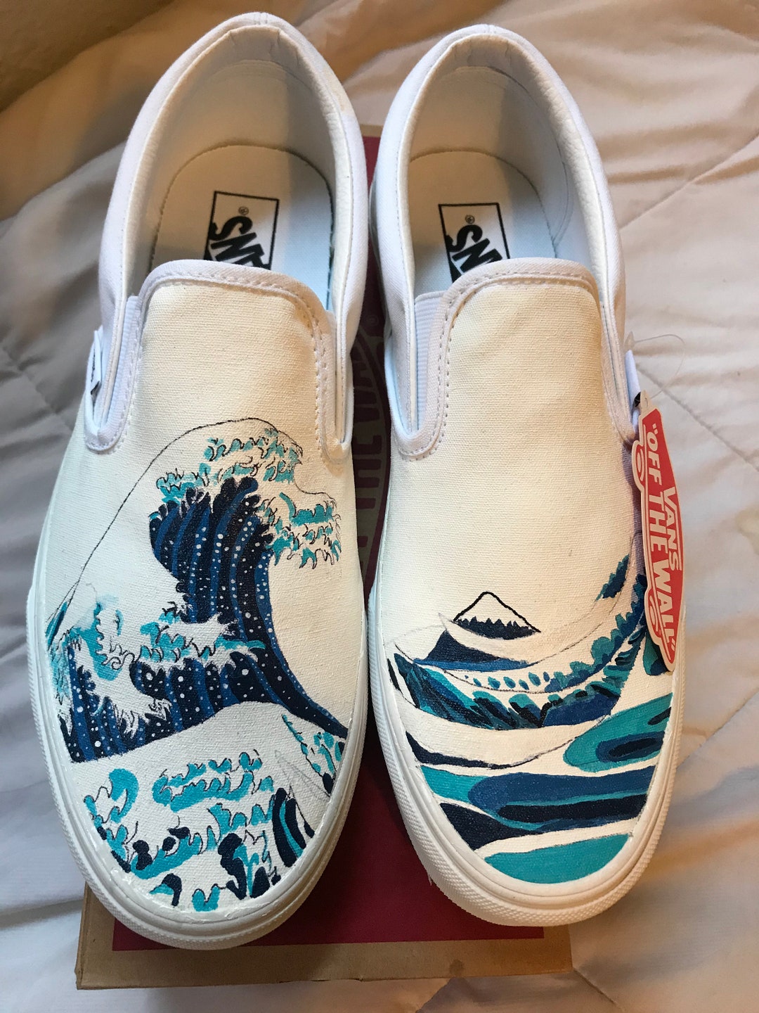 Hand Painted Custom Vans- Great Wave - Etsy