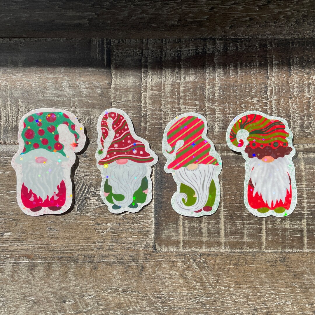 Gnome Sticker Set, Red & Green Christmas Gnomes Stickers, Set of 4 W ...