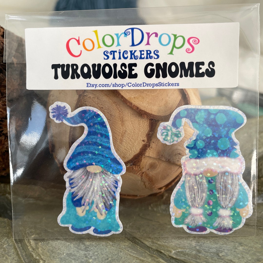 Gnome Sticker Set Turquoise Christmas Gnomes Stickers Set of - Etsy