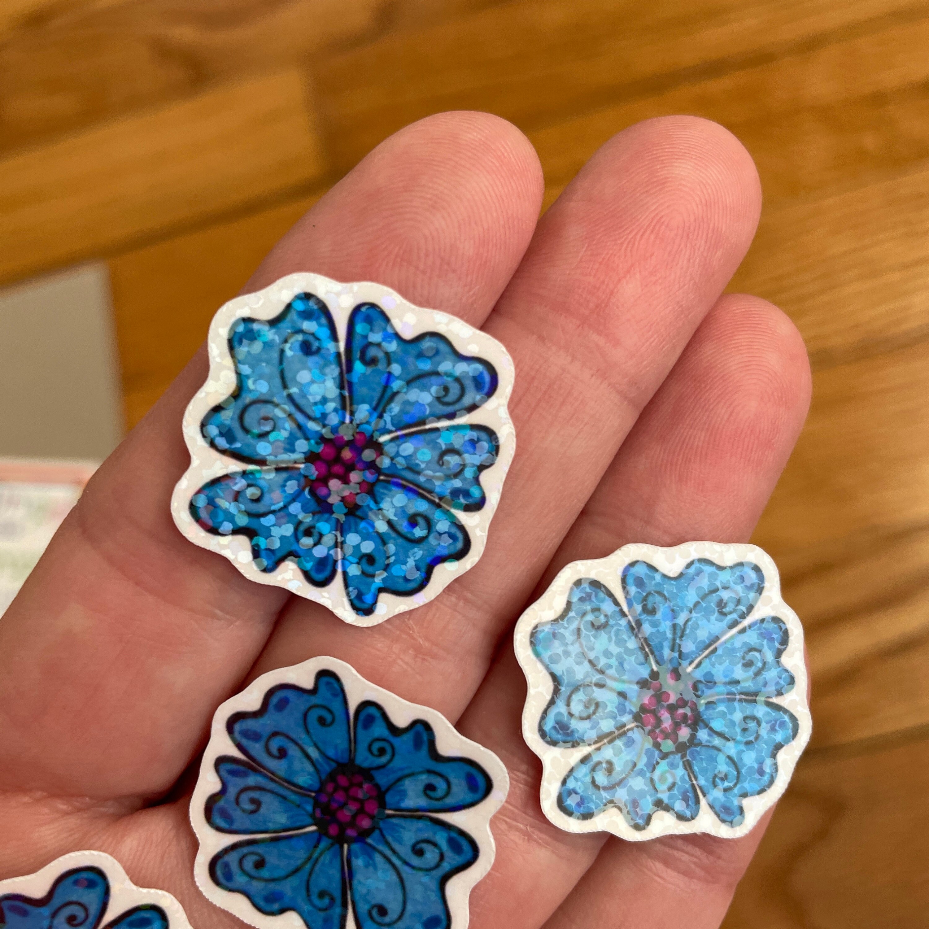 Glitter Royal Blue Flower 1 Mini Stickers, Journal Stickers, Planner ...