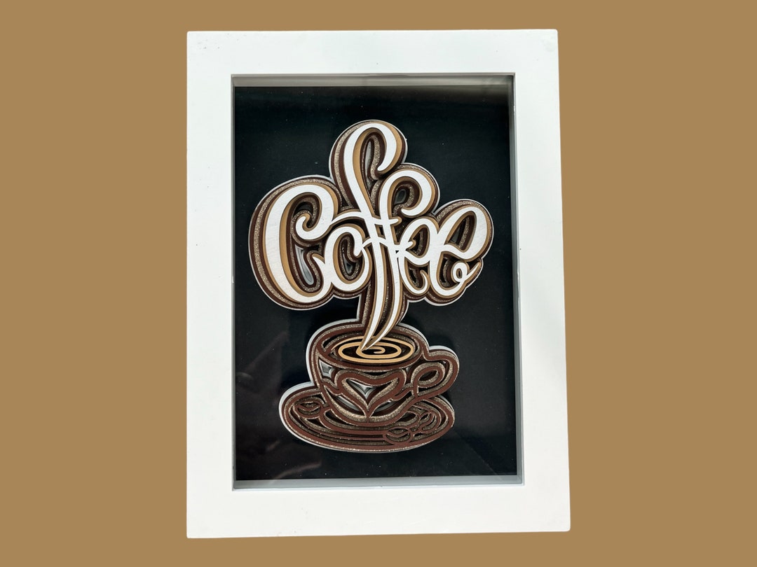 Coffee Cafe Latte Mocha Carmel Multi Layered Sign Handmade 5x7 Framed ...