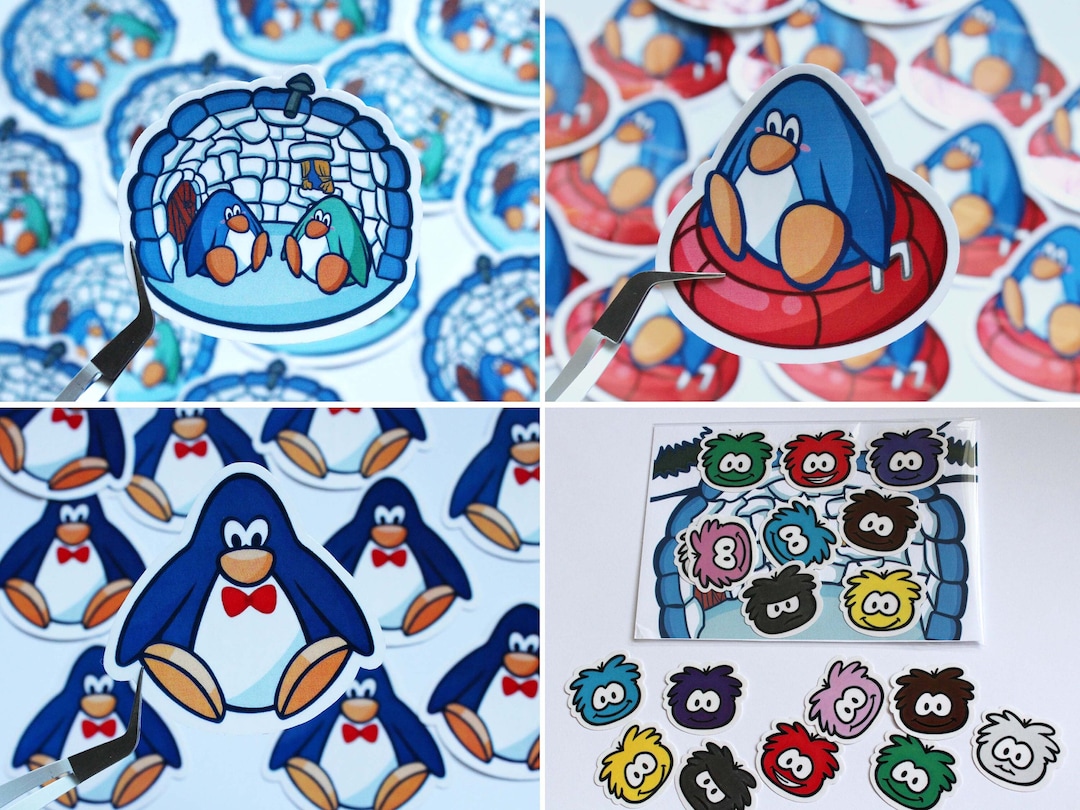 Club Penguin Stickers: Waterproof Puffle & Penguin Decals - Etsy