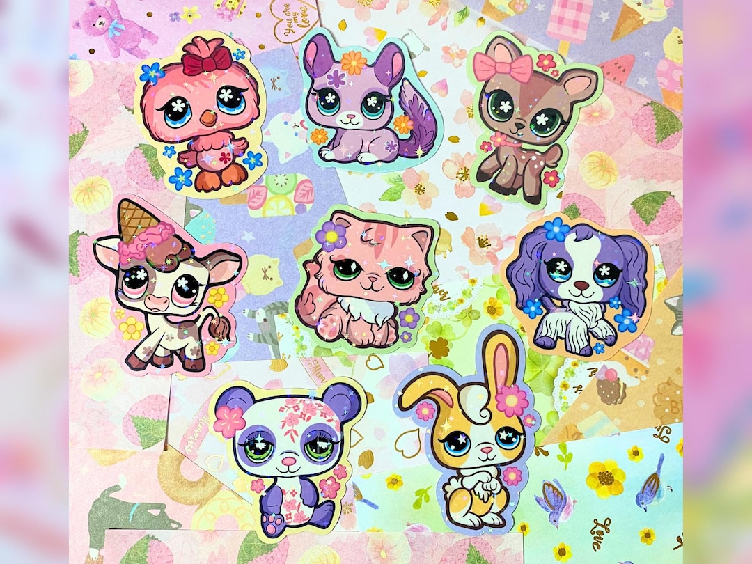 LPS Holographic Sticker | Waterproof Vinyl Laptop Decals | Pet Cat Dog ...