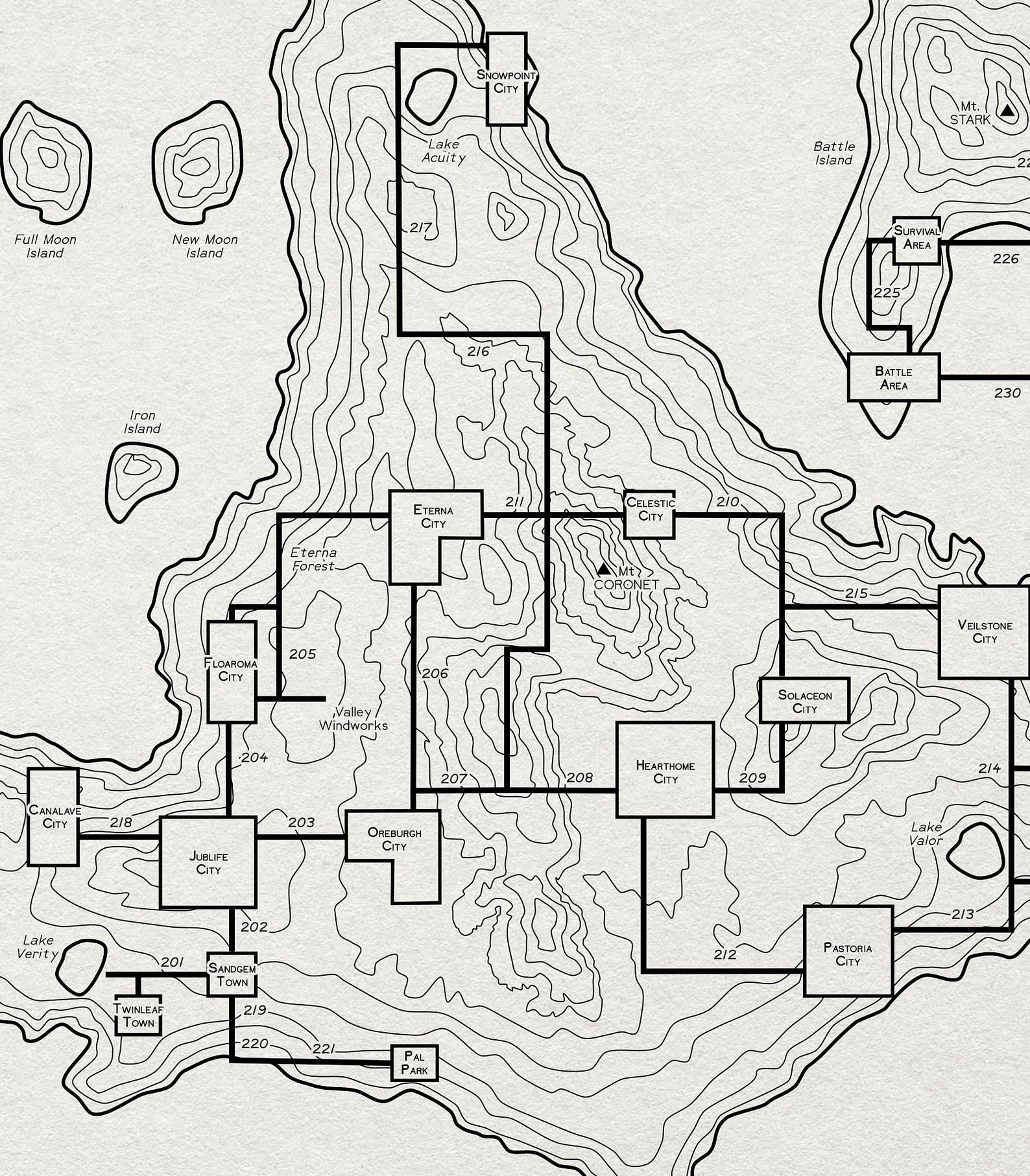 Pokemon Wall Art Sinnoh Map - Video Game Posters - Pokemon Map ...