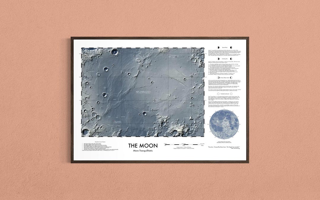 Apollo 11 Landing Site Map | Mare Tranquillitatis Lunar Chart Wall Art ...